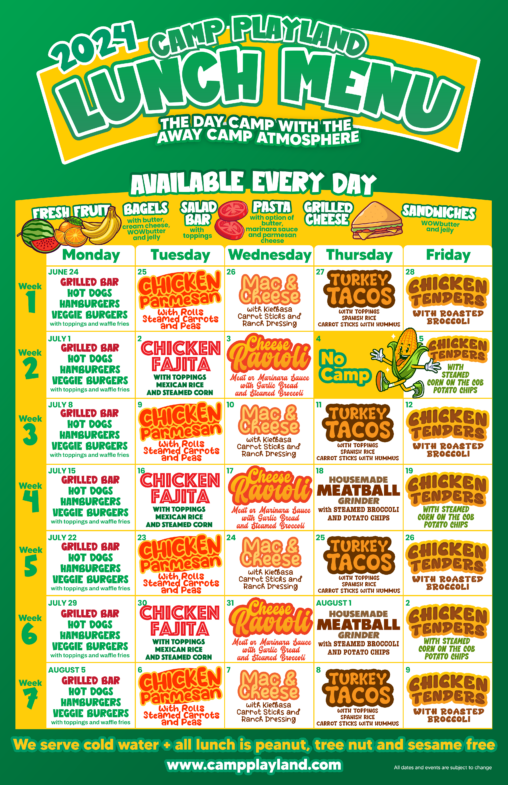 CampPlaylandLunchMenu_DRAFT_v3 | Summer Day Camp in CT | Camp Playland ...